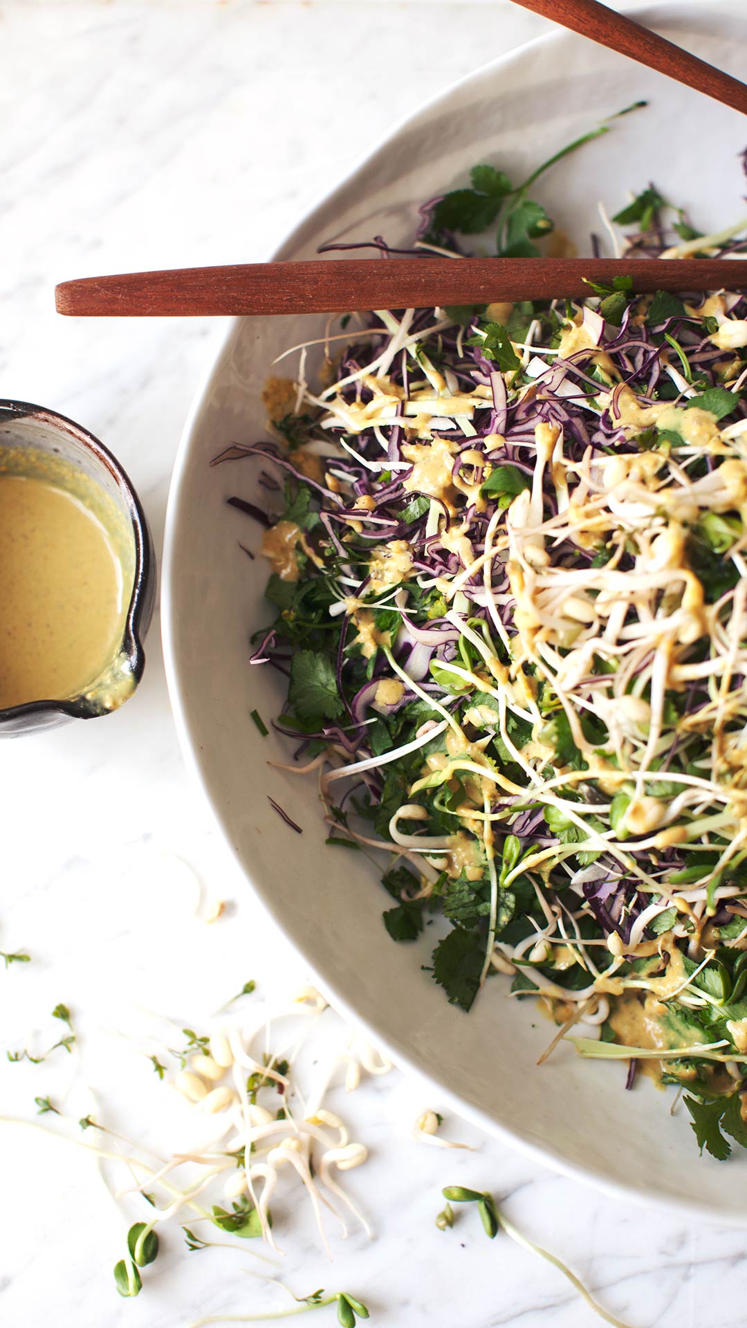 Sprout Slaw with Ginger Turmeric Dressing - My New Roots Grow